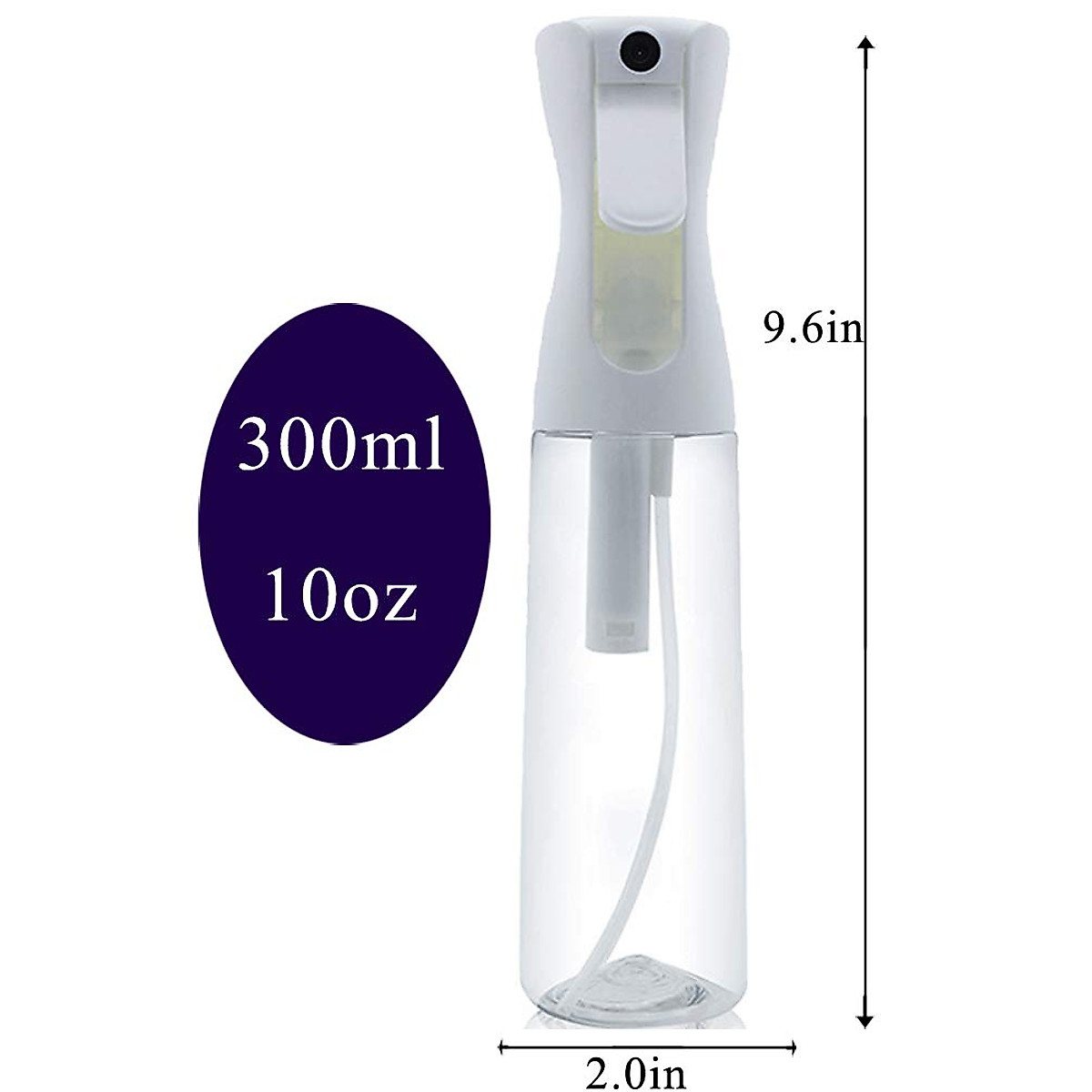 ZeroStage Hair Mister Spray Bottle Continuous Pressurized 360 Fine Mist Water Sprayers Clear 300ml 10oz