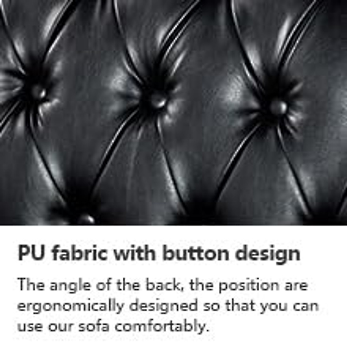 AVZEAR 60" Loveseat Sofa, Chesterfield Sofa, Mid-Century Modern PU Upholstered 2 Seater Sofa, Deep Button Tufted Living Room Sofa with Two Throw Pillows, Black