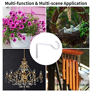 YIBOT 6 Inch Heavy Duty Outdoor Plant Hangers for Hanging Baskets, Iron Hanging Plant Holder,Metal Plant Hooks Plant Wall Hooks for Hanging Lantern, Bird Feeder(2 Pack,White)