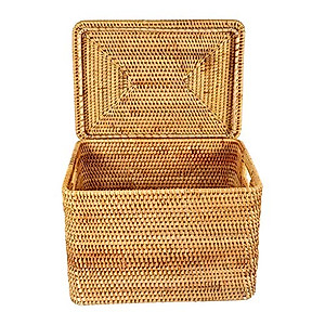 WSZJJ Laundry Basket Rattan Woven Storage Basket Handmade Large Capacity Portable Clothing Storage Box Household,36X26X24cm