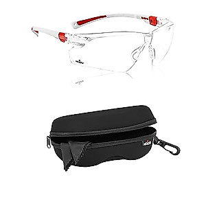 NoCry Safety Glasses with Clear Anti Fog Scratch Resistant, UV Protection & Storage Case for Safety Glasses with Felt Lining, Reinforced Zipper and Handy Belt Clip