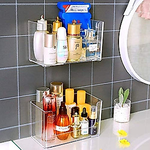 Sooyee 2-Pack Shower Caddies,No Drilling Wall Mounted Bathroom Corner Shelf Organizer with Hooks Suction Kitchen Storage,Stackable Makeup Organizer Stand on Countertop,Clear