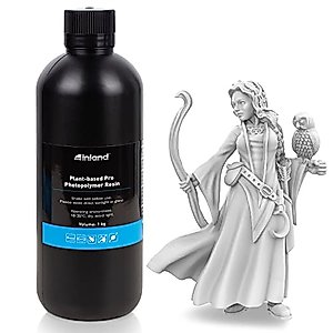 Inland High Precision Plant-Based PLA Resin Pro, Large Build Volume 3D Printing UV-Curing Photopolymer Resin for 405nm LCD Monochrome (White, 1KG)