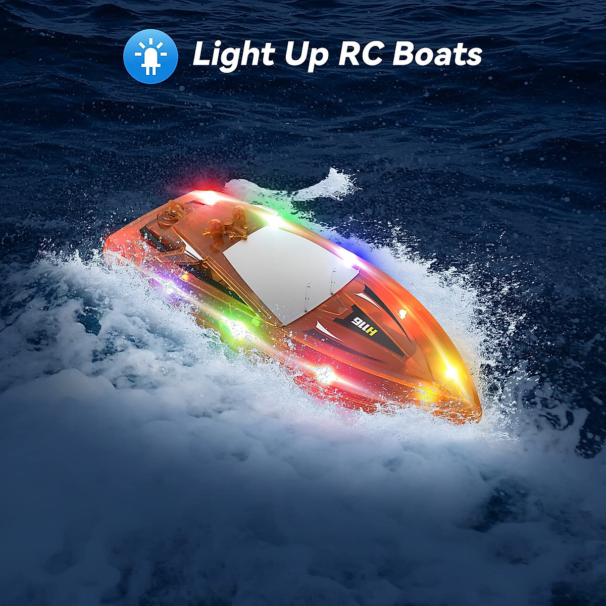 YEETFTC RC Boat for Kids,2Pack LED Light Remote Control Boat for Pools and Lakes,Bathtub Toy Boats with Whole Body Waterproof,Rechargeable Battery,Low Battery Alarm,Water Play Toy Gift for Boys&Girls