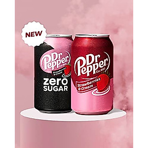 Dr Pepper Strawberry and Cream Soda - 12 Fl Oz Cans - New Strawberries and Cream Flavor - ZERO Sugar | 12 Pack