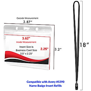 SEE-IT! 360 pcs Make 120 Name Tag Holders with Lanyards and White Insert Cards, Horizontal Clear Plastic Badge Protector ID Holder Waterproof Heavy Duty Reusable Business School Church Conference