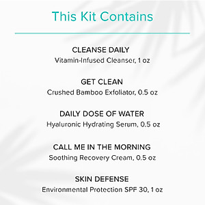 ClarityRx Skincare Essentials Kit, Includes Natural Plant-Based Daily Face Wash, Exfoliating Facial Scrub, Hyaluronic Acid Moisturizing Serum, Calming Moisturizer, SPF 30 Sunscreen