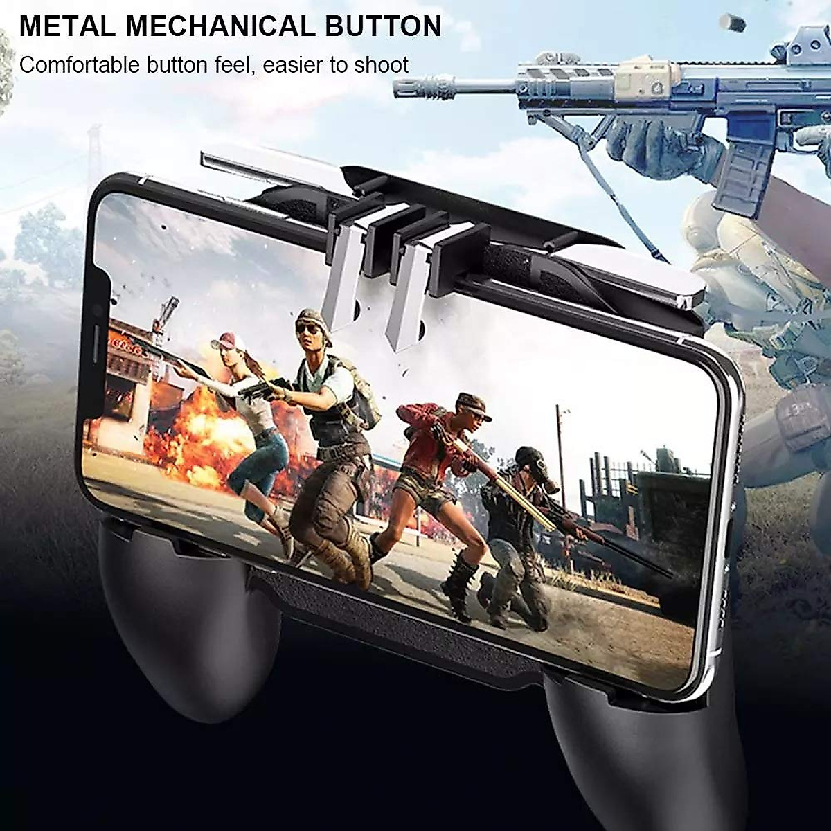 BBSJ Gaming Grip Portable Durable Upgraded 4 in 1 Game Mobile Controller with Cooling Fan Game Joystick for 4-6.5 Inch Phone