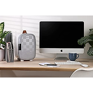 Subcold Pro6 Luxury Mini Fridge Cooler 6 Litre / 8 Cans AC & Exclusive USB Power Option Small Portable Fridge For The Office, Bedroom, Car, Skincare & Cosmetics Chequer Grey