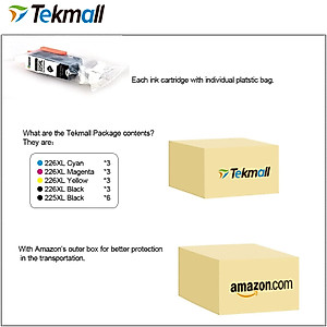 Tekmall Compatible Ink Cartridges Replacement for PGI-225 CLI-226 225 Ink 226 Ink Use for PIXMA MX882 MX892 iX6520 MG8120 MG5220 MG5320 MX712 MG5120 iP4820 iP4920 18 Pack