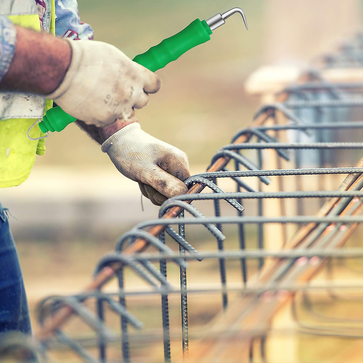 2 Pieces Automatic Rebar Tie Wire Twister, Rebar Tie Wire Twister Tool, Rebar Wire Twister Pull Tie Wire Twister, Concrete Metal Wire Twisting Fence Tool (Curved and Straight Hook)