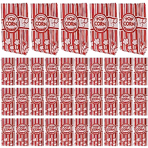 Paper Popcorn Bags Bulk 100pcs Paper Popcorn Bags Individual Servings Oil Resistant Popcorn Container Popcorn Machine Accessories for Popcorn Bars Movie Nights Concessions