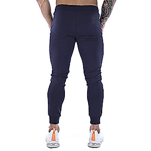 GANSANRO Mens Jogger Sweatpants, Men's Slim Fit Workout Athletic Pants, Navy Blue Sweatpants for Men with Pockets, Medium