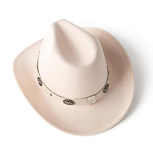 Lisianthus Cowboy Cowgirl Hats for Women & Men Felt Western Outdoor Hat Wide Brim Milky Way Beige