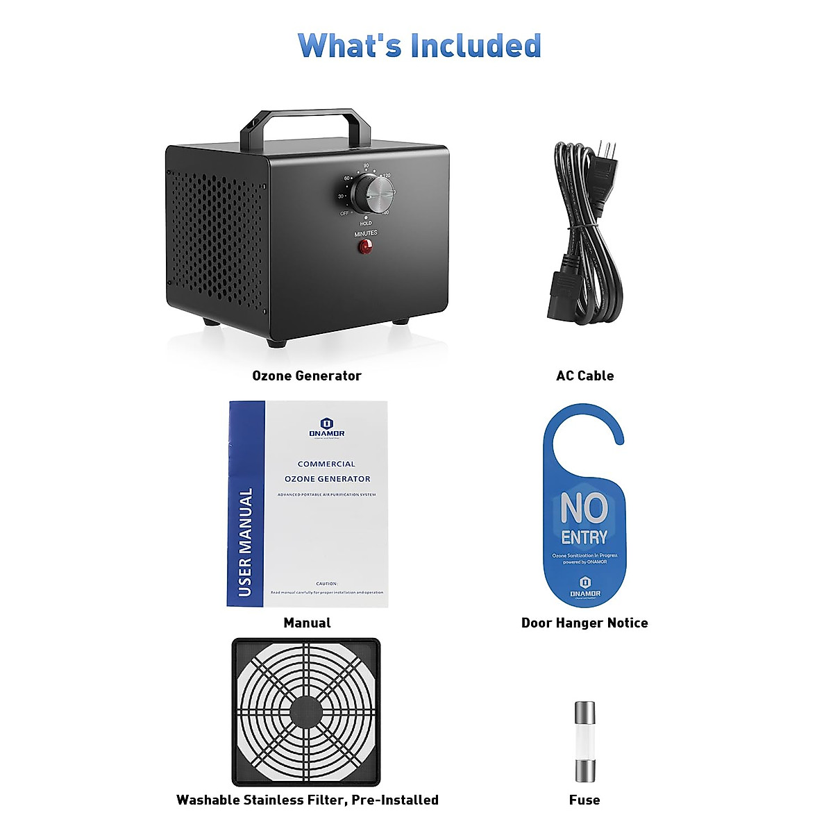 [Strong Ozone 2000 Sq Ft] Ozone Machine Odor Removal 15000mg/h, Ozone Generator Odor Eliminator for Home, Ozone Odor Eliminator, Ionizer Air Purifier Ozone for Home, Car, Smoke, and Pet Room - Black