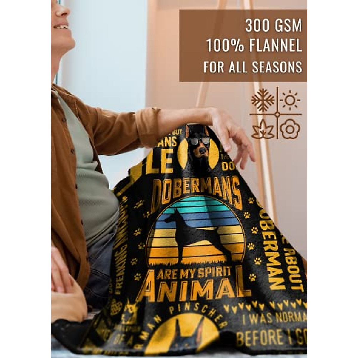 InnoBeta Doberman Pinscher Gifts, Doberman Blanket Throws for Dobie Mom Dad, Gifts for Doberman Pinscher Lovers, 50 x 65 inches, Perfect for Birthday Christmas Thanksgiving