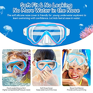 Vvinca Kids Goggles with Nose Cover Snorkel Diving Mask Swim Goggles for Kids Youth 3-15,No-Leak Anti Fog Full Rim Clear View