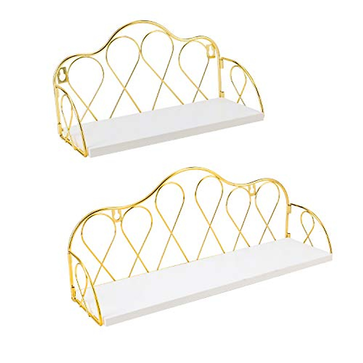 Superbpag Floating Shelves Wall Mounted Set of 2, Bathroom Decor, Wall Shelf for Bedroom, Living Room, Kitchen, Laundry Room Storage, Gold