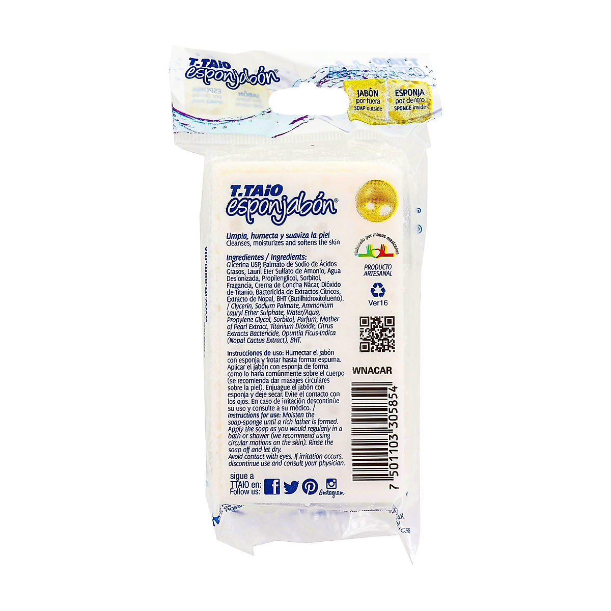 T. Taio Esponjabon Skin Lightening Pearl Soap Sponge (Concha Nacar) Pack of 4 Bundle with Premium Penguin Spa Bow Headband- Designs May Vary