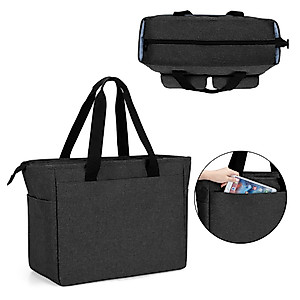 CURMIO Teacher Tote Bag for Women, Large Work Bag with Laptop Compartment for 15.6" Laptop, Black (Bag Only)