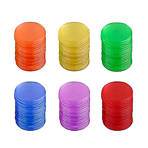 Toyvian Colorful Transparent Counters Bingo Counting Bingo Chips Plastic Markers Bingo Game Cards for Kids 120 Pieces