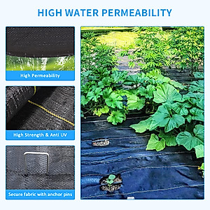 Sunocity 4ft x300ft Black Weed Barrier Landscape Premium Fabric-Heavy Duty Woven Ground Cloth with Superior Permeability Weed Control Convenient Design