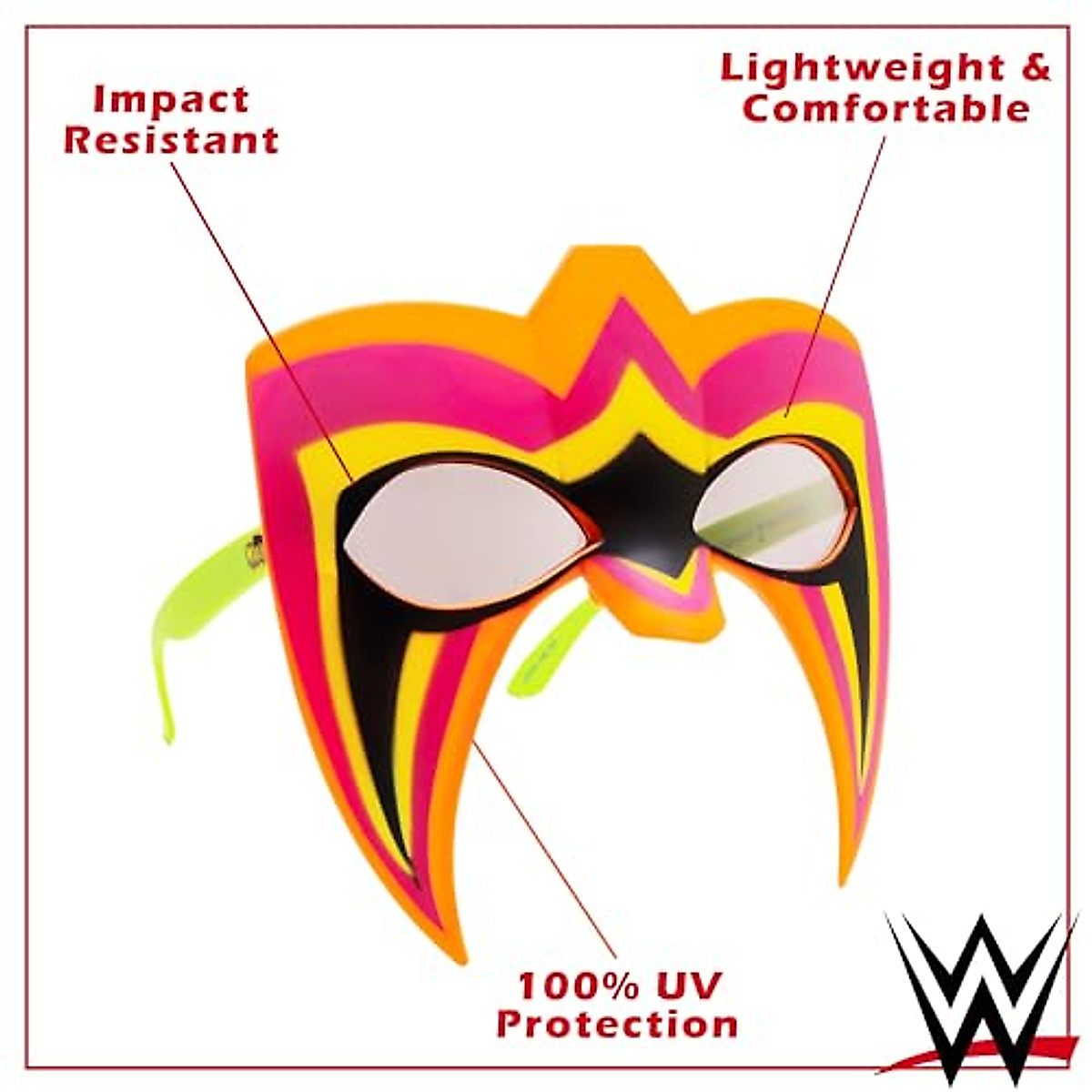 Sun-Staches Ultimate Warrior Sunglasses, WWE Costume Accessory, UV 400, One Size Fits Most
