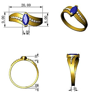 Customized Sterling Silver Women’s High School and College Class Ring – Gem Collection - MEMENTOS JEWELRY (Sterling Silver Gold Plated)