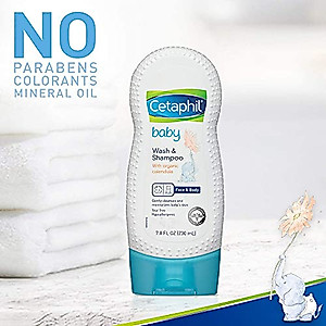 Cetaphil Baby Shampoo and Body Wash with Organic Calendula, Tear Free, Hypoallergenic, Ideal for Everyday Use, Dermatologist Tested, 7.8oz