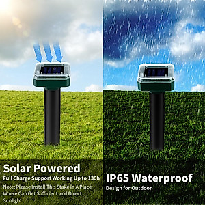 uollukoer Solar Mole Repellent Snake Repellent 2 Pack Outdoor Ultrasonic Gopher Control Spikes Waterproof Sonic Device Ultrasonic Gopher Repellent for Garden & Yard