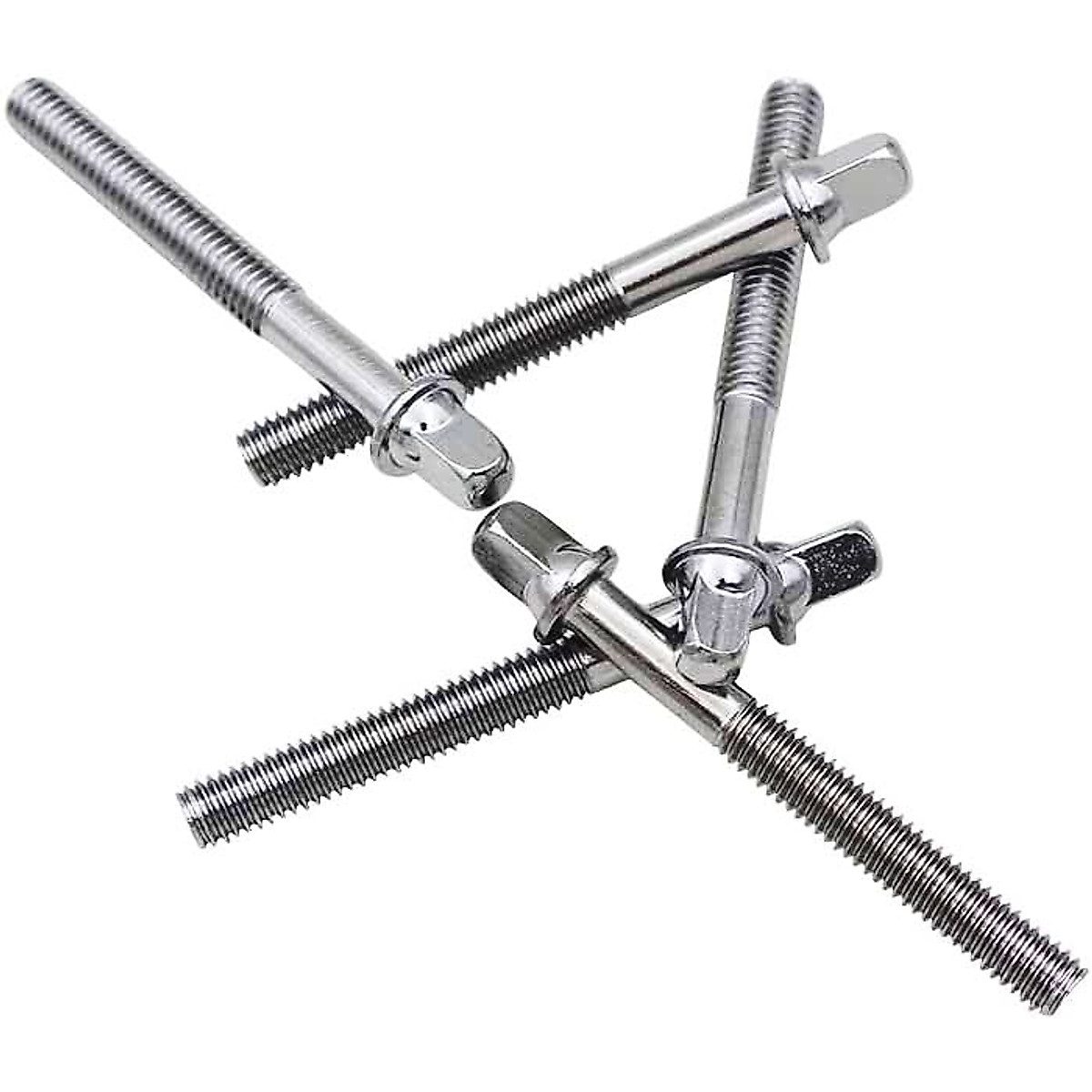 TUOREN Drum Set Hardware 12-Pack Stainless Steel Drum Tight Screw Tension Rods for Percussion Instrument Parts (M6 x50mm)