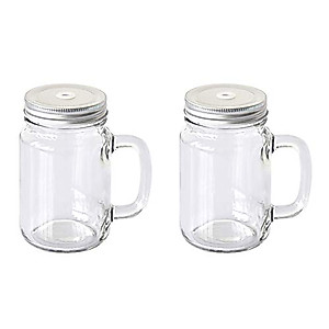 Mason Blank Sublimation transparent clear glass Jar Mugs 430ml with glass handles and straw drinking heat dye transfer 2 pieces