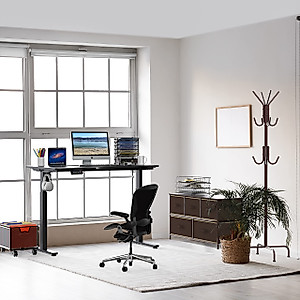 SHW 55-Inch L-Shaped Electric Height Adjustable L-Shaped Standing Desk with Left Facing Corner, Black