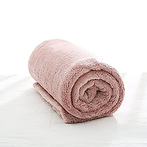 Exclusivo Mezcla Plush Fuzzy Fleece Throw Blanket, Super Soft, Fluffy and Warm Blankets for Couch, Bed, All Season Use (30x40 Inches, Dusty Pink)