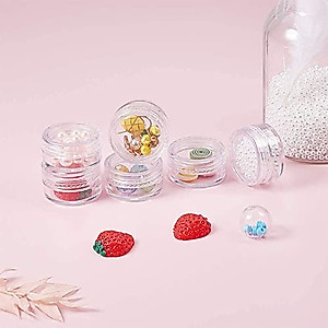 Diarypiece 5Pcs Clear Empty Stackable Plastic Cosmetic Container Pot Jars with Lids for Make Up, Eye Shadow, Nails, Powder, Gems, Beads, Jewelry (25mm high each)