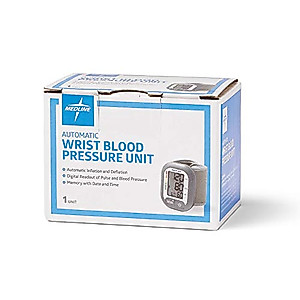 Medline Digital Wrist Blood Pressure Monitor, BP Cuff with Batteries Included (60 Reading Memory)