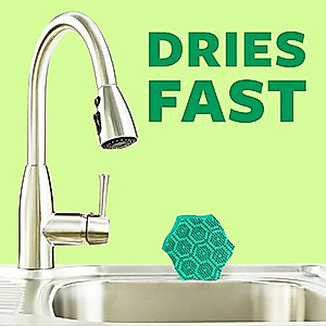 Scotch-Brite Scrub Dots Advanced Heavy Duty Sponges for Cleaning Kitchen, Bathroom, and Household, Heavy Duty Safe for Non-Coated Cookware, 6 Scrubbing Sponges