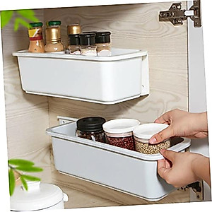 Hemoton pull-out storage box storage drawers organizer bathroom rack organizer makeup containers bathroom cabinet organizer shelf organizer under sink organizer wall mount tissue case pp