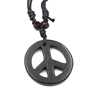 3 Pcs Handmade Adjustable Love Peace Sign Hippie Pendant Necklace Peace Symbol Necklace Vintage Rope Chain Resin Weave Jewelry