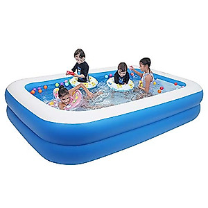 YOUBTQ Inflatable Swimming Pool,Inflatable Swim Pool for Kids, Indoor & Outdoor 102" x 70" x 22" Inflatable Swimming Pool - Wall Thickness 0.3mm for Kids, Adults,Garden, Backyard Water Party Blue
