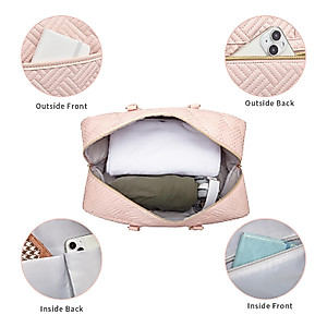 Weekender Bag for Women,Travel Duffel Bag with Shoe Compartment Carry on Overnight Bag with Toiletry Bag Gym Duffel Bag Hospital Bags for Labor and Delivery (3Pcs Set-Pink）