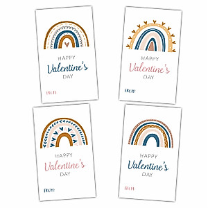 2.1" x 3.5" Valentine's Day Gift Wrap Self Adhesive Stickers | Rainbow Theme Happy Valentine's Day Gift Wrapping Decorations and Supplies for Kids | 40 Gift Stickers-BGJ-004