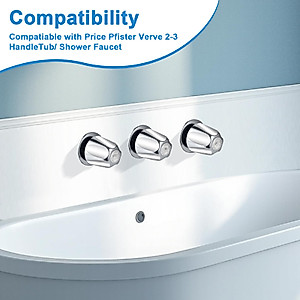 Metal 3 Piece Shower Knob Replacement, Compatible with Price Pfister Verve and Bathtub/Shower Faucet Handle, Include Hot and Cold/Diverter Shower Knob, Height 2.35 in Width 2.35 in (Polished Chrome)