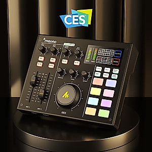 Audio Interface with Studio Headphone, Maonocaster Portable ALL-IN-ONE Podcast Production Studio for Guitar, Live Streaming, PC, Recording, and Gaming