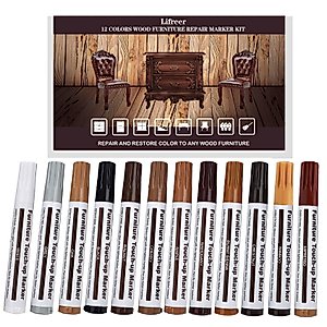 Lifreer Revolutionary Furniture Touch Up Markers, 12 Colors Wood Scratch Repair Markers Kit - Perfect for Stains, Scratches, Wood Floors, Tables, and Bedposts - Easy to Use and Long-Lasting Results!
