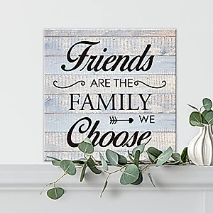 Lameila Friend Sign Inspirational Wall Art Prints Canvas Painting Rustic Friends Are The Family We Choose Positive Print Country Home Decor 8" x 8"