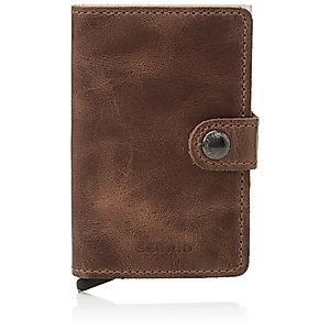 Secrid Men Mini Wallet Genuine Leather Vintage RFID Safe Card Case for max 12 cards 16mm slim Light Brown