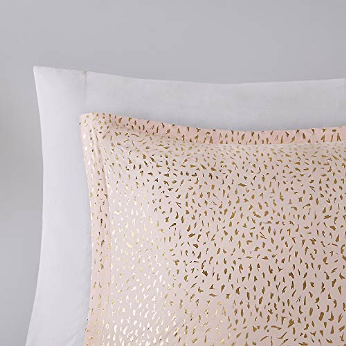 Intelligent Design - ID10-1342 Adele Ultra Soft Microfiber Metallic Print Bed Comforter Set Full/Queen Size, Blush, Gold