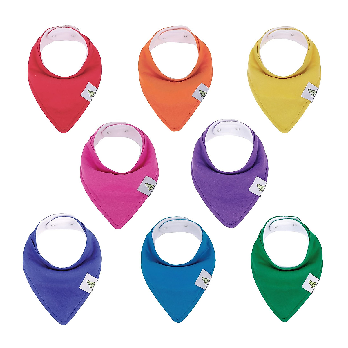 Quinton Bradley 8 Pack Baby Bandana Drool Bib Gift Set, Infants and Teething Toddlers Solid Color Bundle (Rainbow)