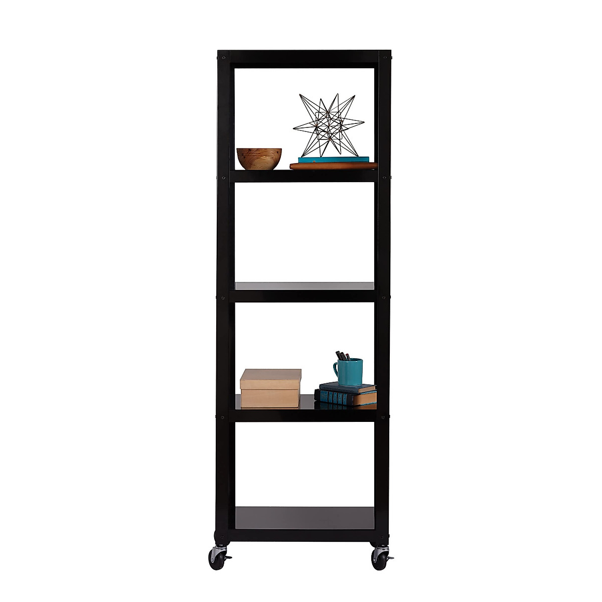 Space Solutions RTA 72-inch High Mobile 5-Shelf Metal Bookcase Black